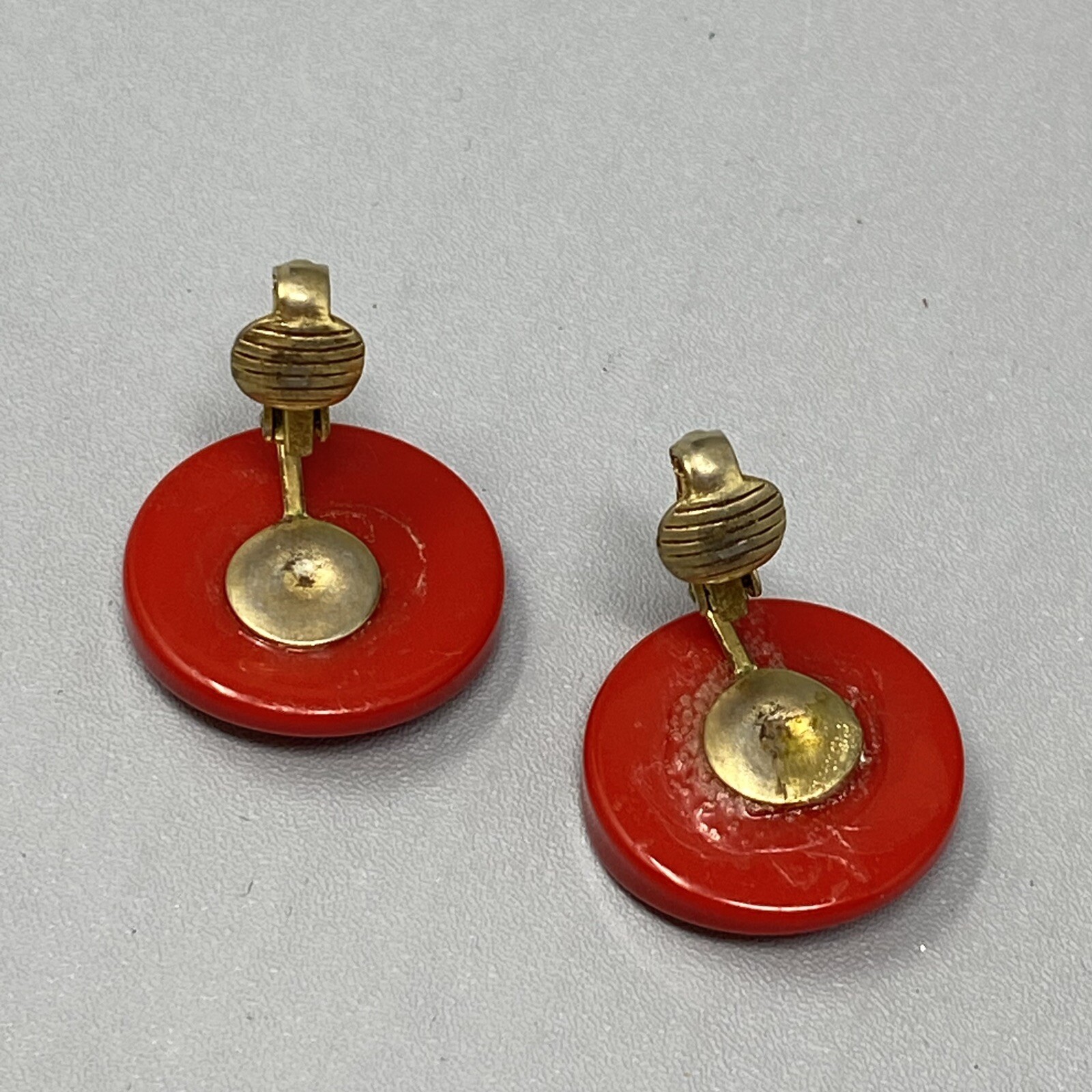 VINTAGE Red Clip On Earrings Round Button Acrylic MOD 1970s 7/8" | eBay