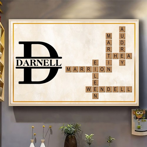 Customized Family Wrapped Canvas And Poster, Custom Monogram Letter ...
