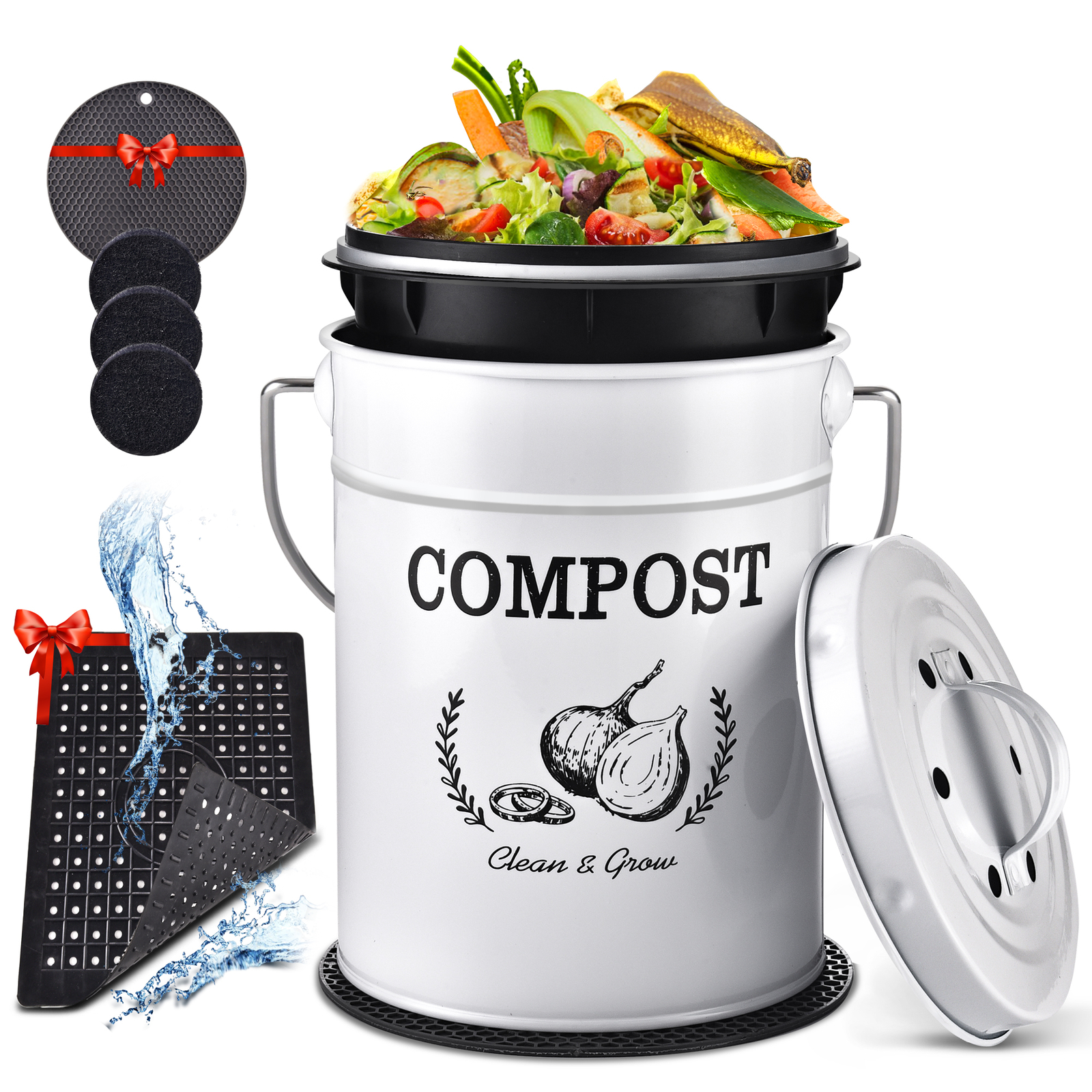 Compost Bin for Kitchen Counter - 1.0 Gallon Countertop Composter | eBay