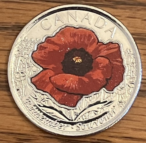 2015 POPPY Canada 25 cents coloured quarter coin **75% off combined ...