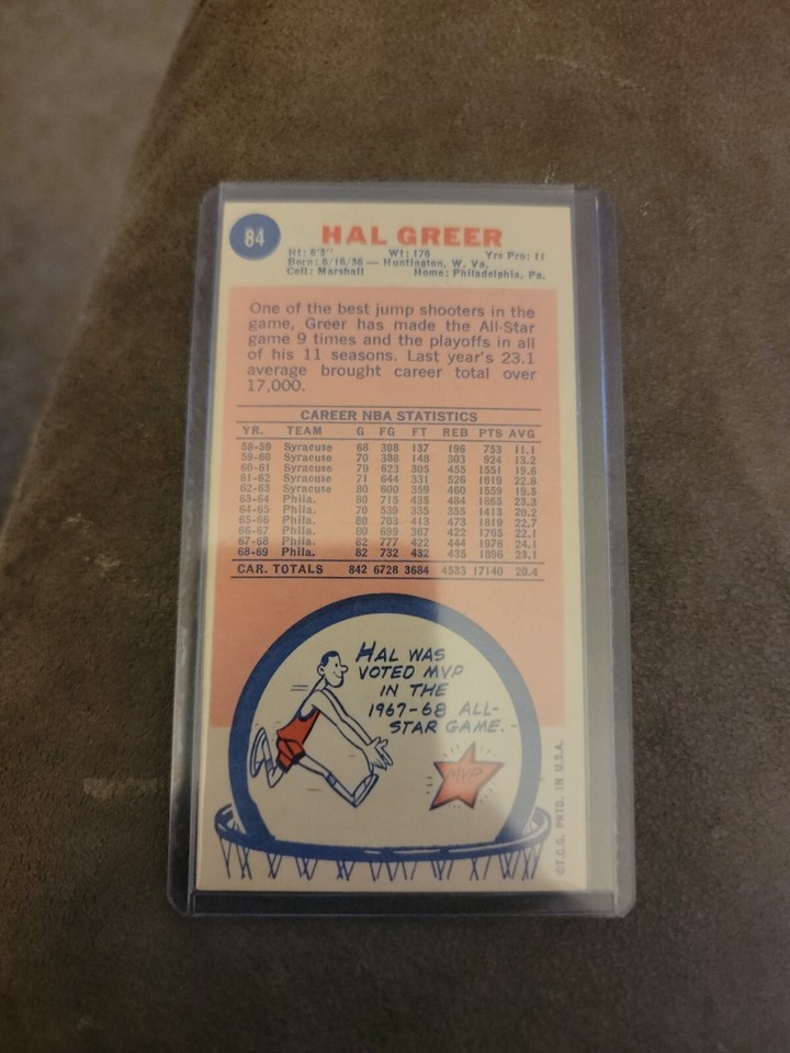 1969 Topps Hal Greer Tall Boy #84 | eBay