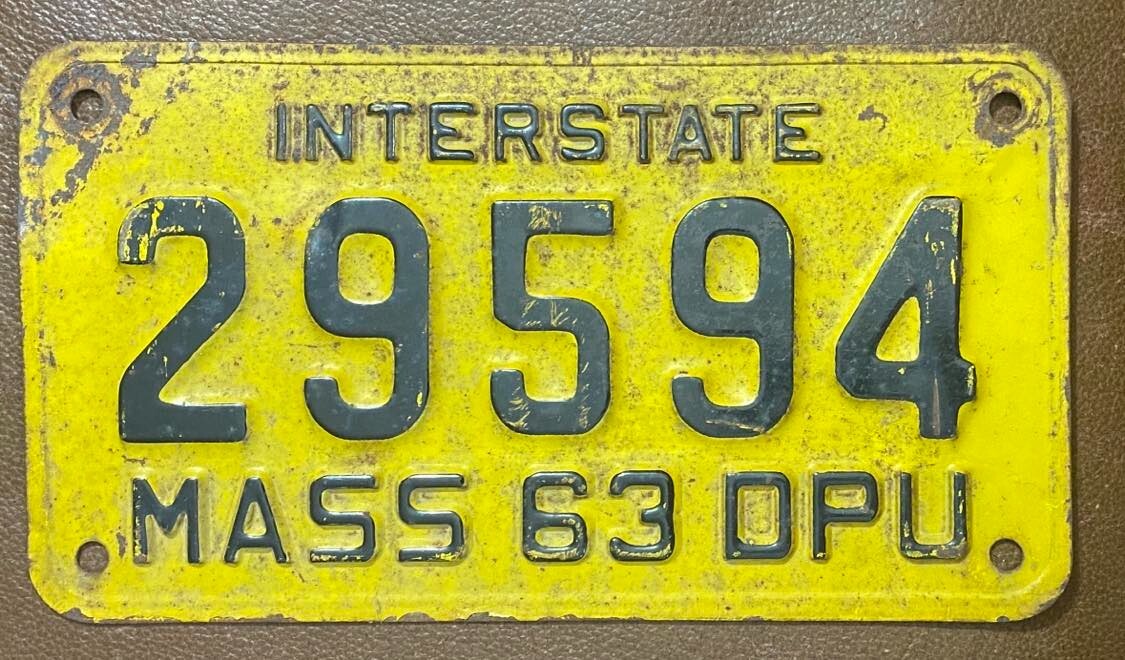 Massachusetts 1963 INTERSTATE DEPARTMENT PUBLIC UTILITIES License Plate ...
