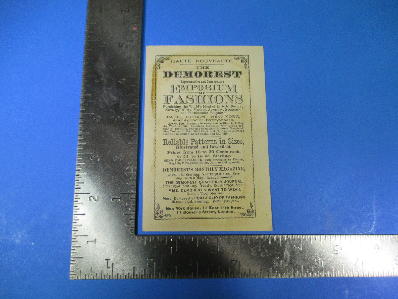 Antique Trade Card MME Demorest's Reliable Patterns Haute Nouveaute ...