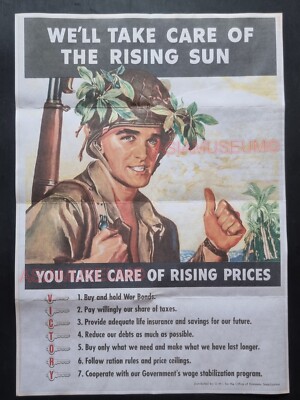 1940 WW2 USA AMERICA TAKE CARE OF RISING SUN PRICES ARMY WAR PROPAGANDA ...