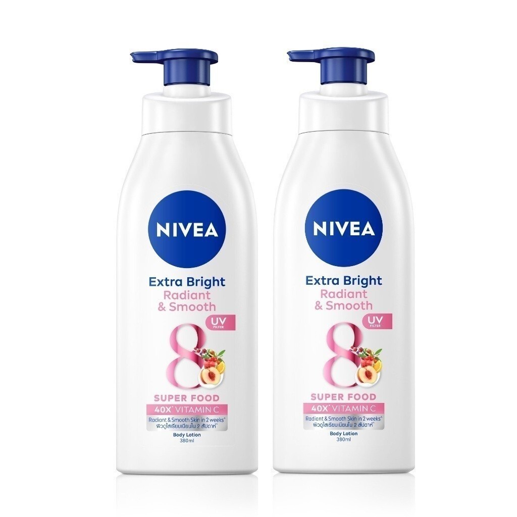 3 x 400ml NIVEA Extra Bright Radiant & Smooth Body Lotion UV Filter 40x ...