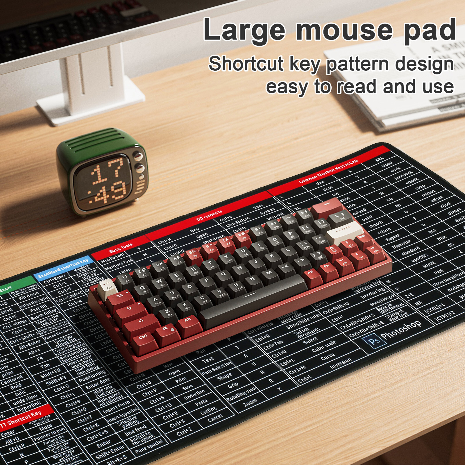 Quick Key Keyboard Pad Anti-Slip Rubber Base Mouse Pad Large Flexible ...