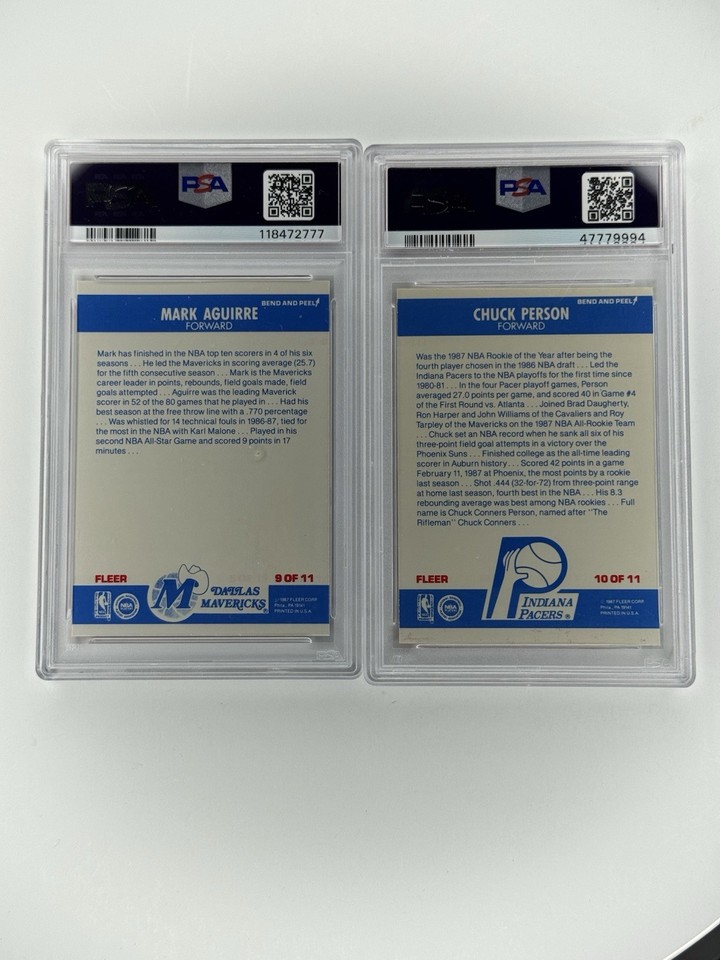1987 NBA Fleer Sticker 🔥Complete Set🔥1-11 All PSA 7🔥Michael Jordan ...