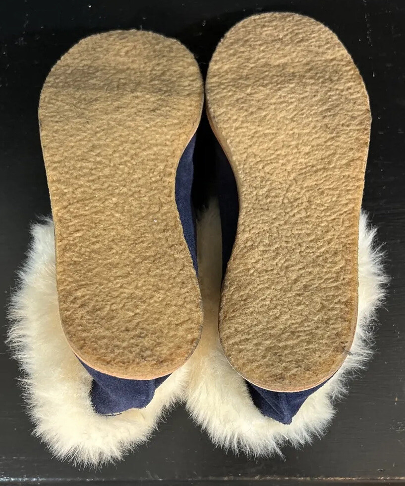 Splendid Slippers Size 6.5 House Shoes Faux Fur Blue Nordic SUEDE ...