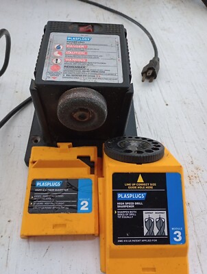 Plasplugs Power Base W/ Knife Scissors & Drill Sharpener Tested/Working ...