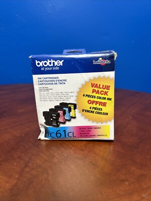 Genuine Brother LC61 Black Color 4PK Ink Cartridges MFC-255CW MFC-290C ...