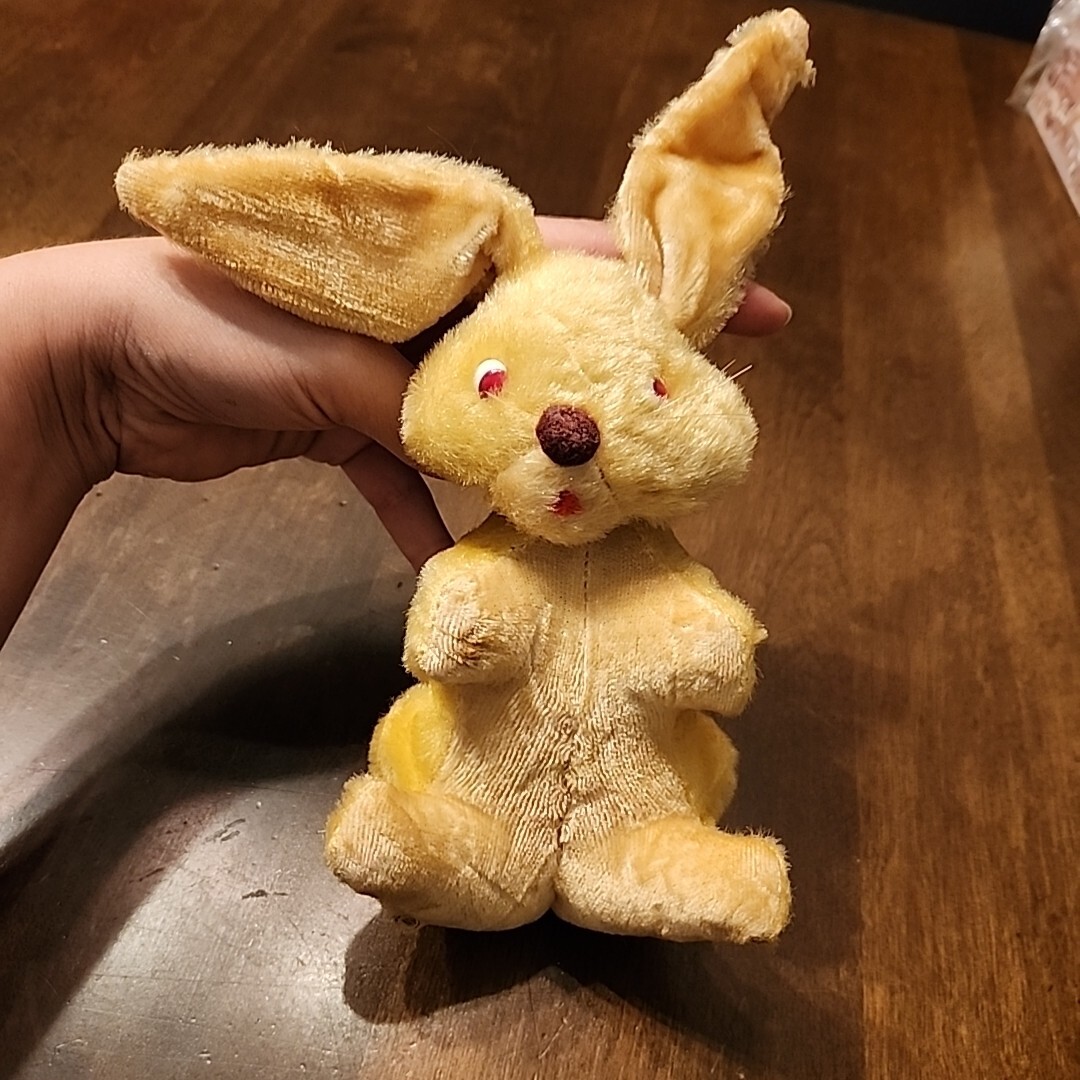 8" Vintage Japan Tan Mohair Plush Red Eyes Rabbit Bunny Toy Stuffed ...