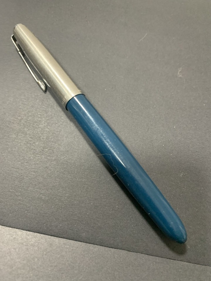Vintage Parker 21 Fountain Pen Blue Barrel Chrome Trim Ink Bladder | eBay