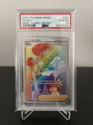 2020 Pokemon SWSH Rebel Clash #201 FA Secret Trainer Milo PSA 10 Gem ...