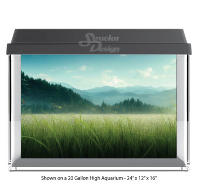 Green Plains Landscape Polyester Fish Tank Glass Backdrop Aquarium ...