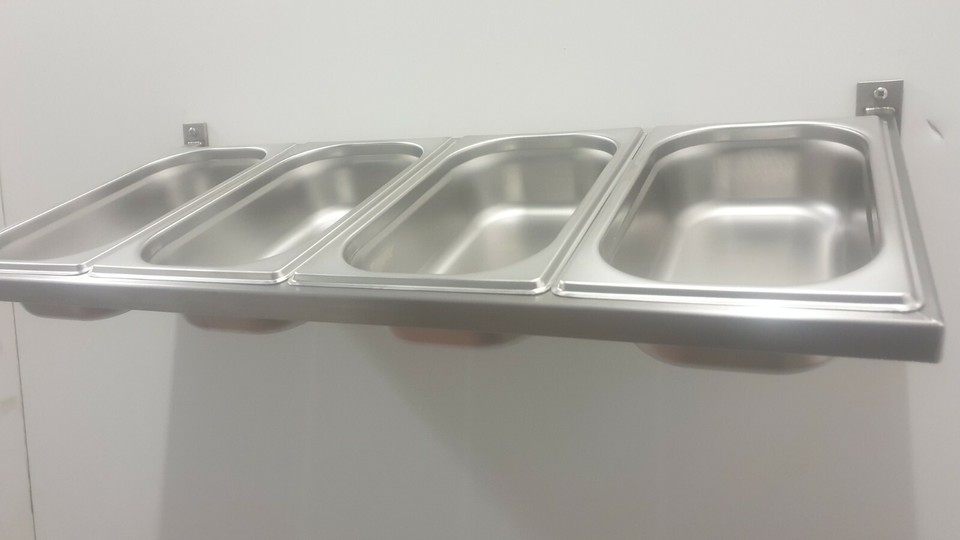 Pro Commercial Spice rack / shelf - 1/6 GN x 5 Gastronorm Pot Size ...
