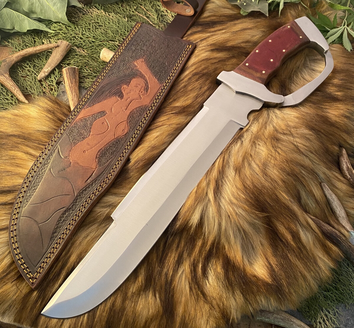 CUSTOM HANDMADE D2 TOOL STEEL HUNTING GERMAN DAGGER KNIFE W/SHEATH ...