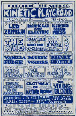 THE ZOMBIES Concert Poster - Kinetic Playground, Chicago 1969 - 18"x12 ...