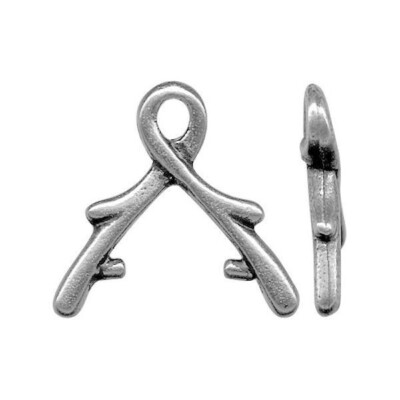 Bail, 2 Antiqued Silver Plated 12x13x2mm Pinch Large Vine Briolette ...