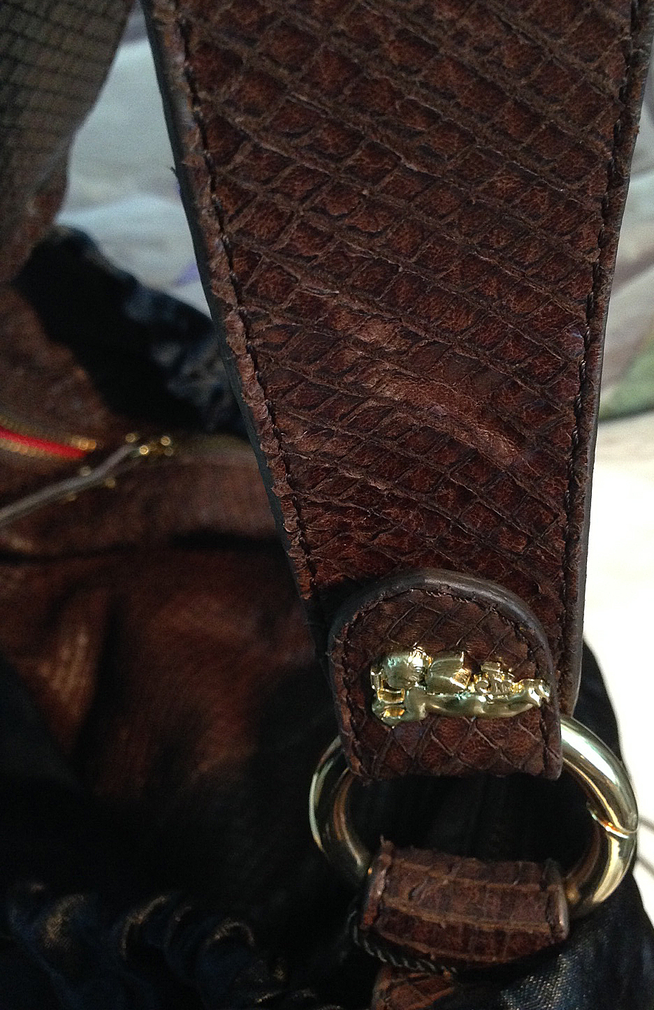 New JENRIGO of Italy Brown Snake Leather Convertible Hobo Shoulder Bag ...