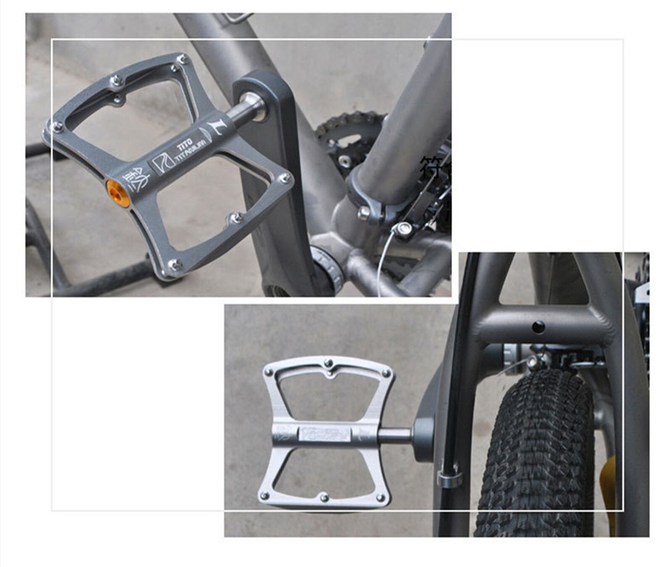 Ultralight 9/16" Titanium Bicycle Pedals Mtb Bearing Road Bike Flat ...