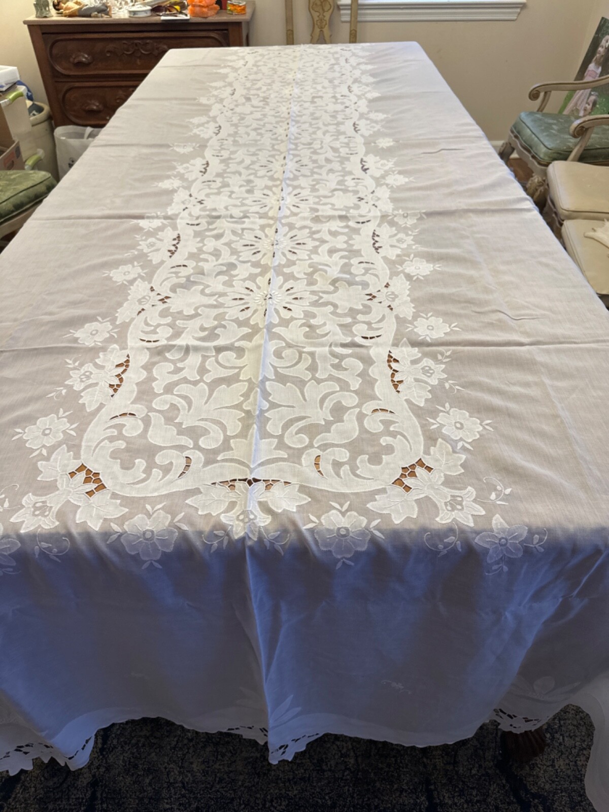 madiera cutwork and applique tablecloth | eBay