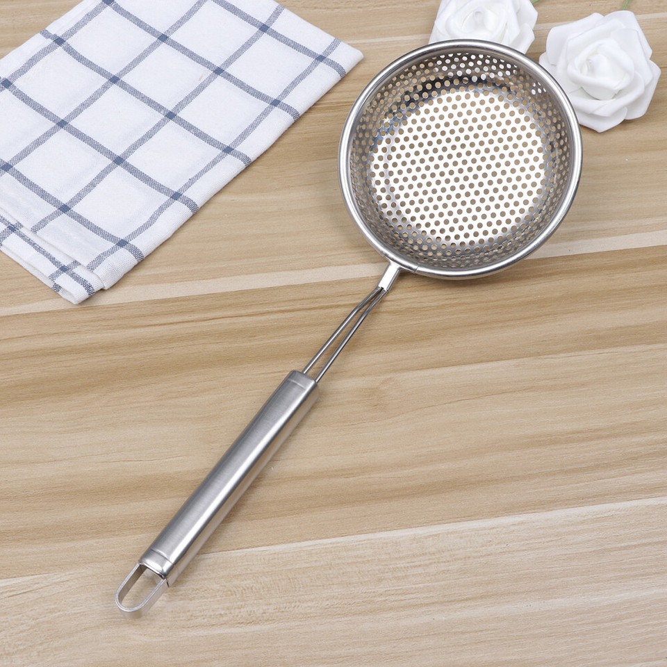 Mesh Sifter Fine Mesh Sieve Canning Ladle Skimmer Slotted Spoon Serving ...