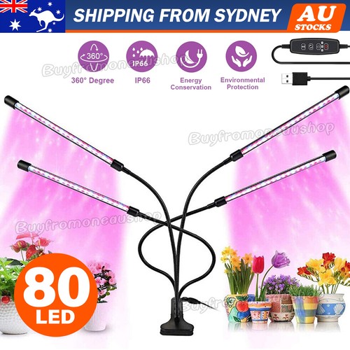 4 Head 80LED Plant Grow Light Panel Indoor UV Veg Growing Lamp Full ...