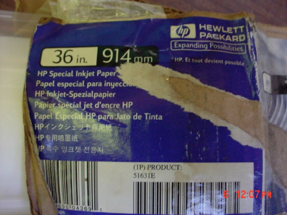 HP 51631E 36" x 150 ft roll Special Inkjet Paper New in Box | eBay