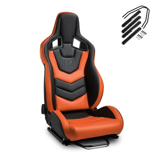 1PC EVO-Series Reclinable PVC Racing Seats Car Seat Black-Orange w ...