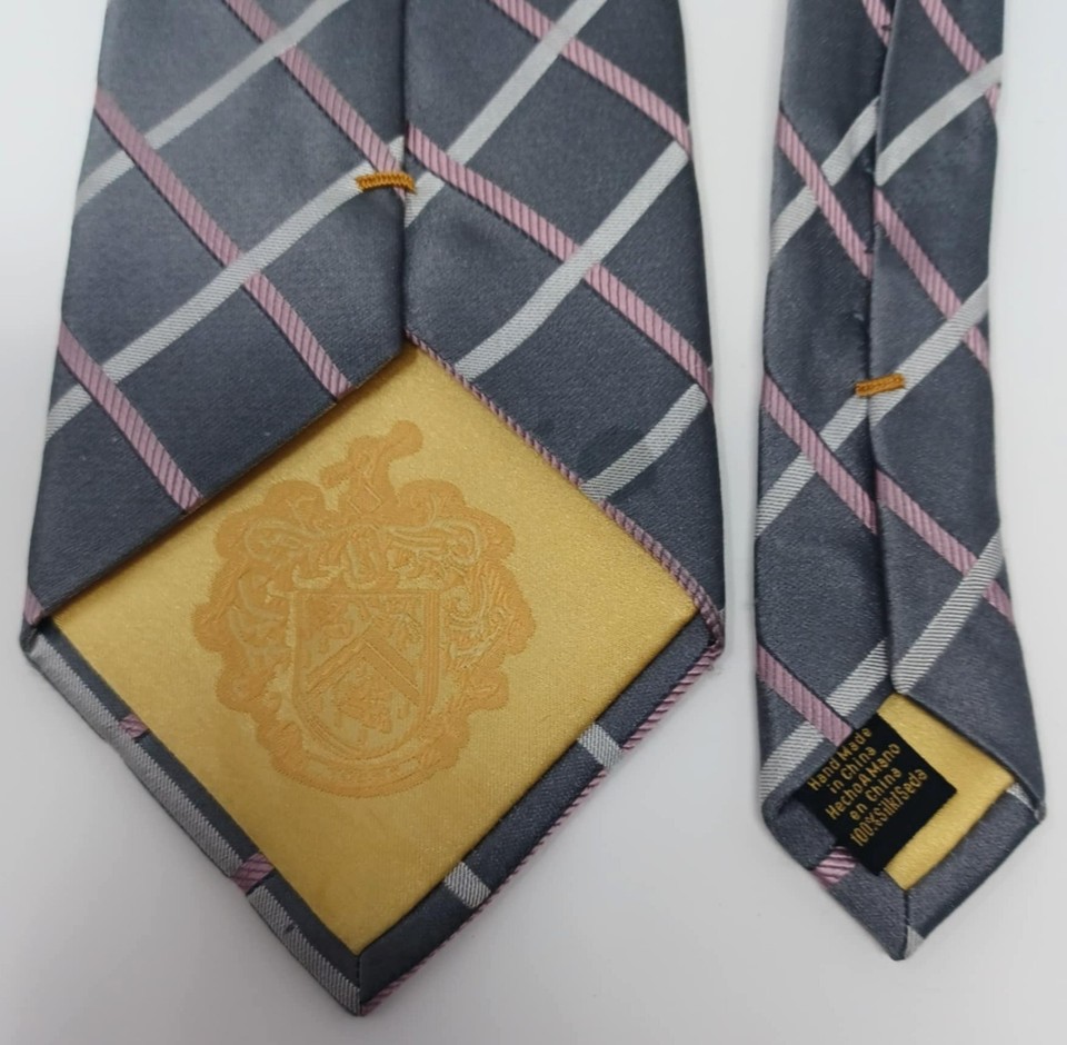 Donald J. Trump Signature Collection Silk Tie Gray Silver Plaid Pink | eBay