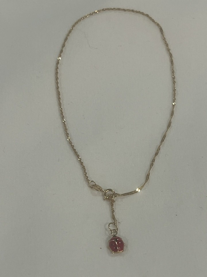 MILOR Italy 18k Yellow Gold Enamel Lady Bug Dangle Ankle Bracelet ...