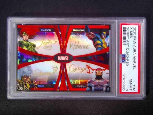 2025 Kakawow Aura Marvel X-Men Wolverine Storm Jean Grey Quad Auto Red ...