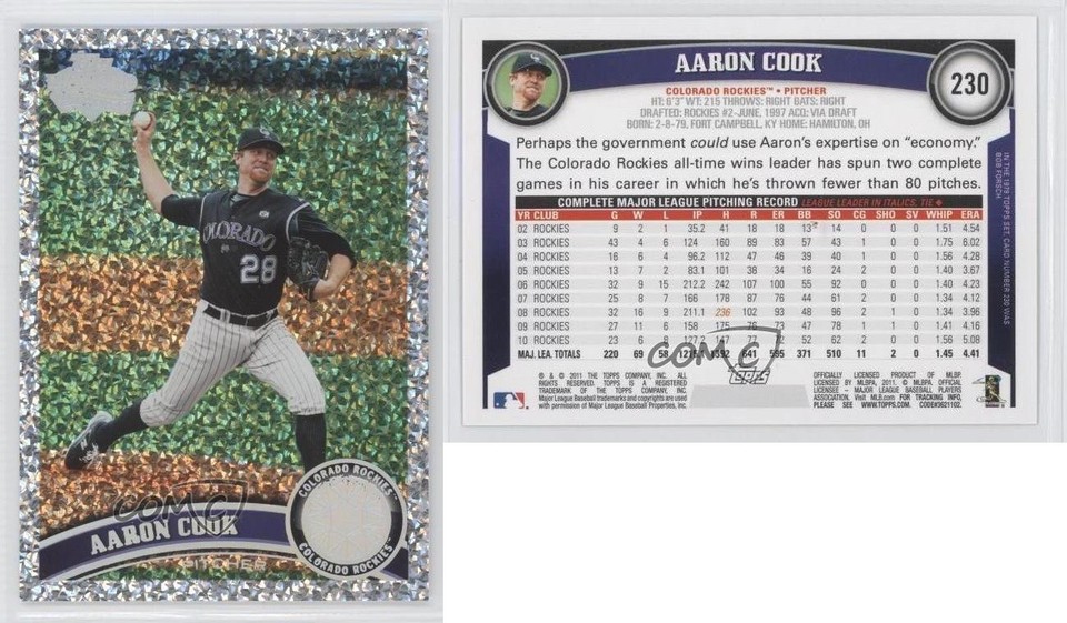 2011 Topps Platinum Diamond Anniversary Aaron Cook #230 07r2 | eBay