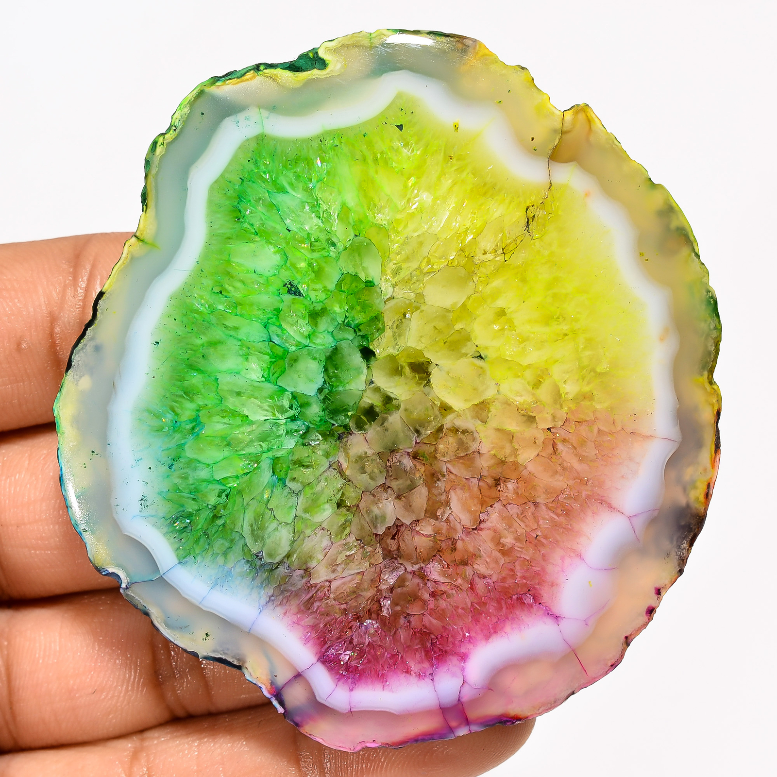 Natural Rainbow Solar Quartz Fancy Shape Slice Gemstone 301 Ct. 66X62X9 ...