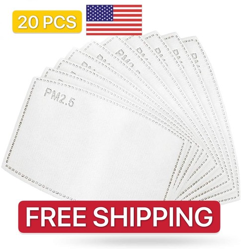20 Pcs PM2.5 Activated Carbon Filter Inserts Refills For Reusable Face ...