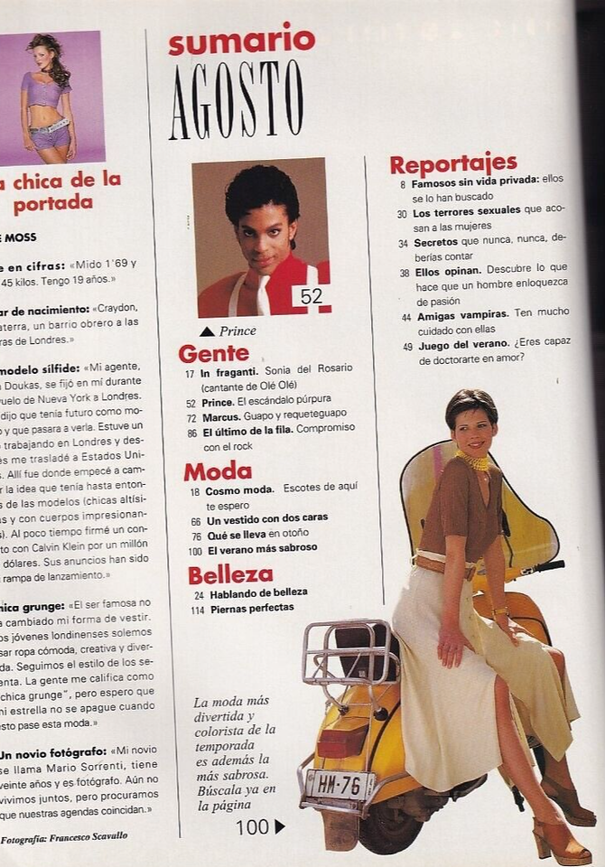 COSMOPOLITAN SPAIN 1993 KATE MOSS MARCUS SCHENKENBERG PRINCE FASHION ...