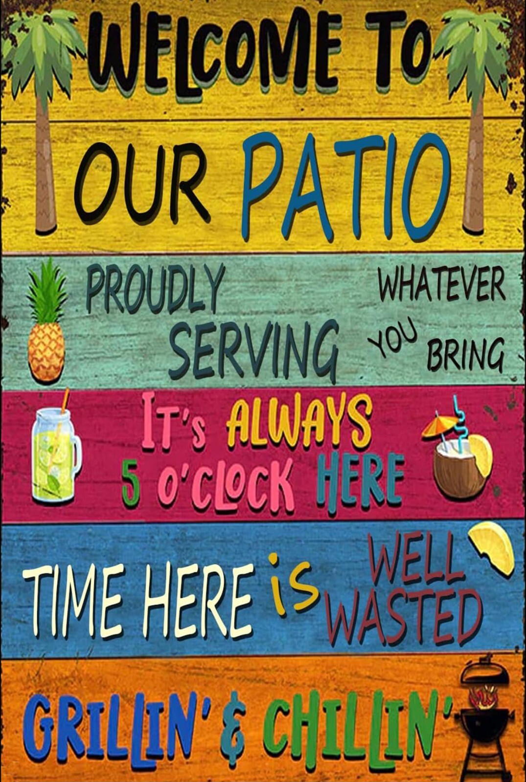 Welcome To Our Patio Funny 8" x 12" Aluminum Metal Sign | eBay