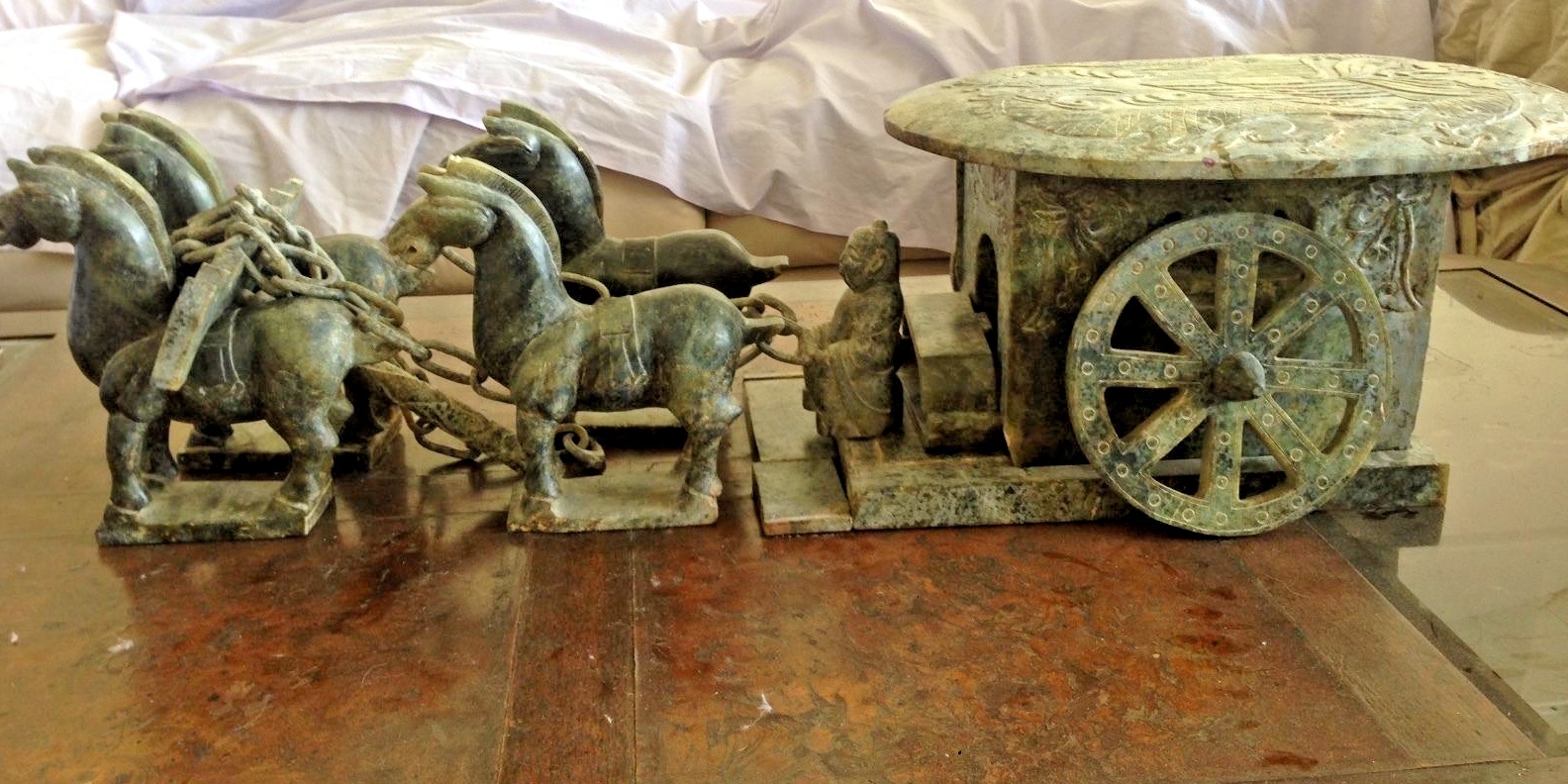 Old Chinese Han Dynasty Style Jade Horse Drawn Carriage/Imperial Wagon ...