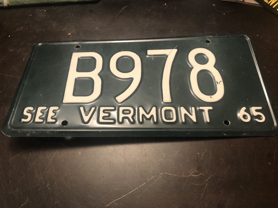 Pair (2) Vermont Low Digit License Plates 1965 Retired Expired Vanity ...