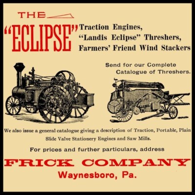 1898 Style Frick ECLIPSE Traction Engine NEW Sign: 40" Square USA STEEL ...