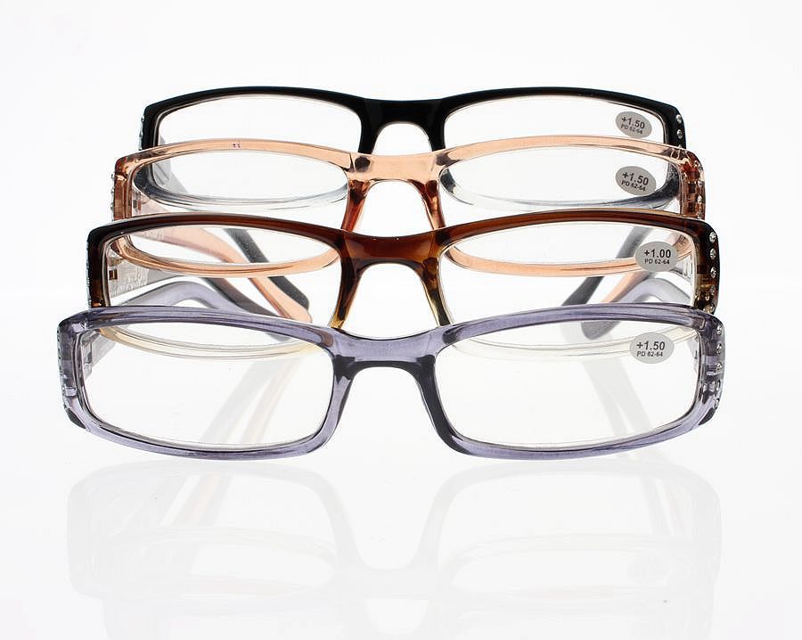 Fashion 4 Colors Rectangle Frame Rhinestones Flowers Reading Glasses +1 ...