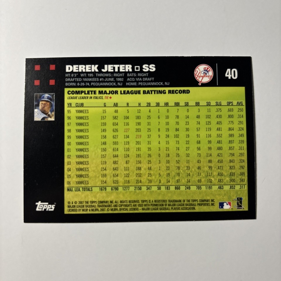 2007 Topps Derek Jeter with Mickey Mantle & George Bush #40 SP New York ...