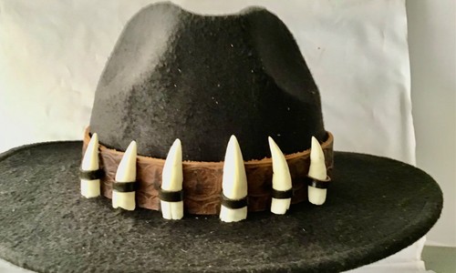 Australian made Crocodile print leather hat band 6 teeth Dundee exotic ...