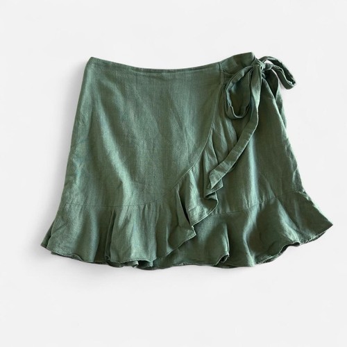 Ava Green Linen Mini Skirt Size 8 Bohemian Mori Girl Woodland Earthy ...