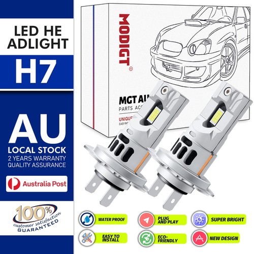 2X CANBUS H7 LED Headlight Bulbs Kit 70W 16000LM Hi-Lo Beam 6000K Super ...