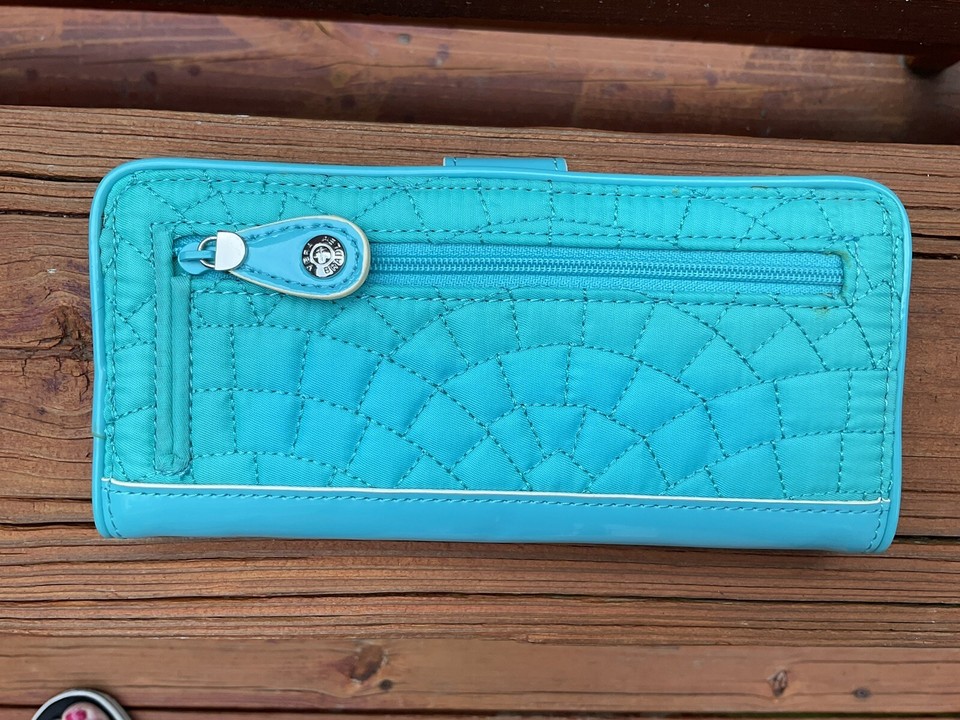 Vera Bradley bifold Turquoise Quilted Snap Closure Wallet Laminate ...