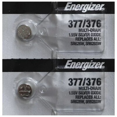 2 Energizer 377/376 SR626W Silver Oxide Coin Cell Batteries 1.55V w ...