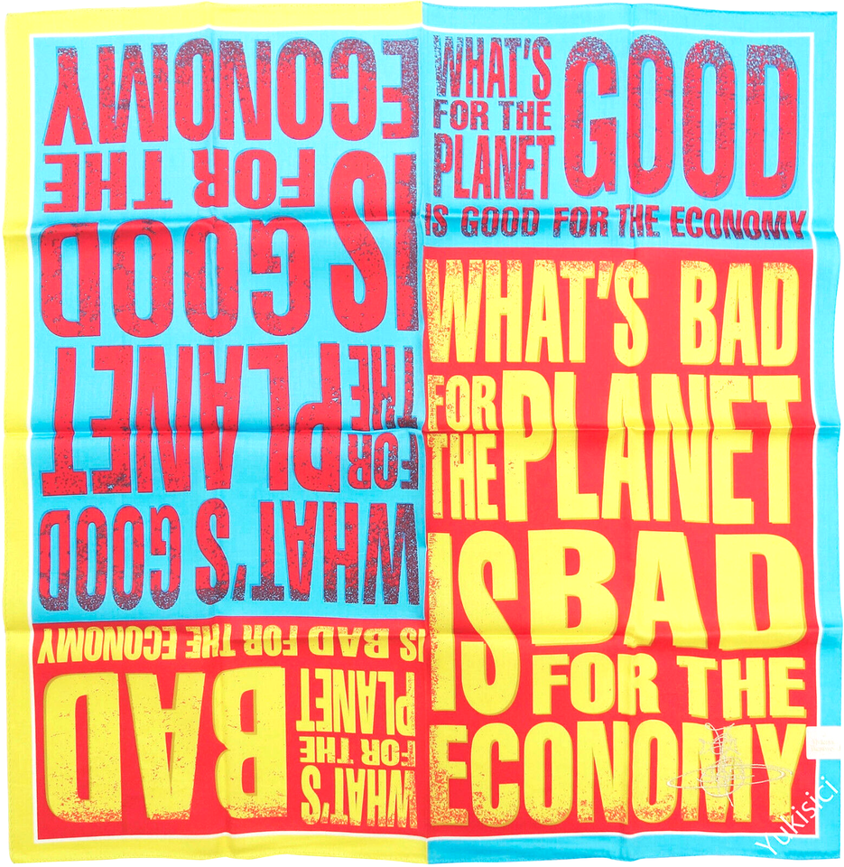 Vivienne Westwood Japan Scarf What is Good/Bad for the Planet Gold Orb ...