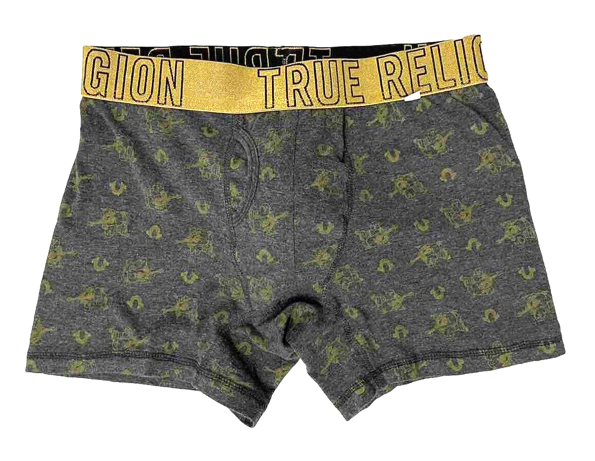 True Religion Boxer Briefs Mens Small 5" Ins Gray Gold Poly Cotton Spdx ...