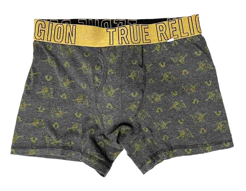True Religion Boxer Briefs Mens Small 5" Ins Gray Gold Poly Cotton Spdx ...
